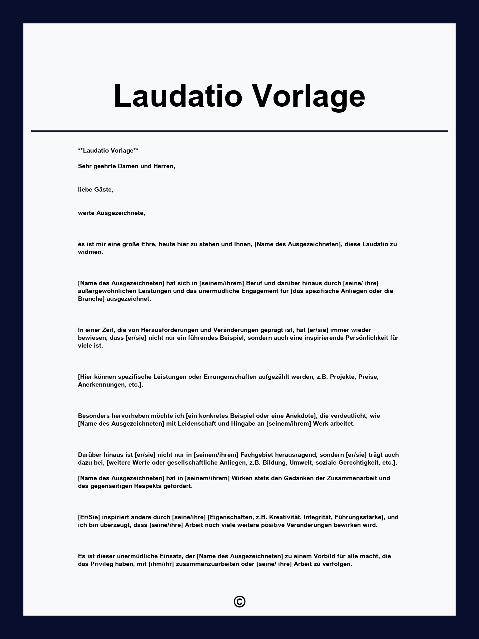 Laudatio Vorlage