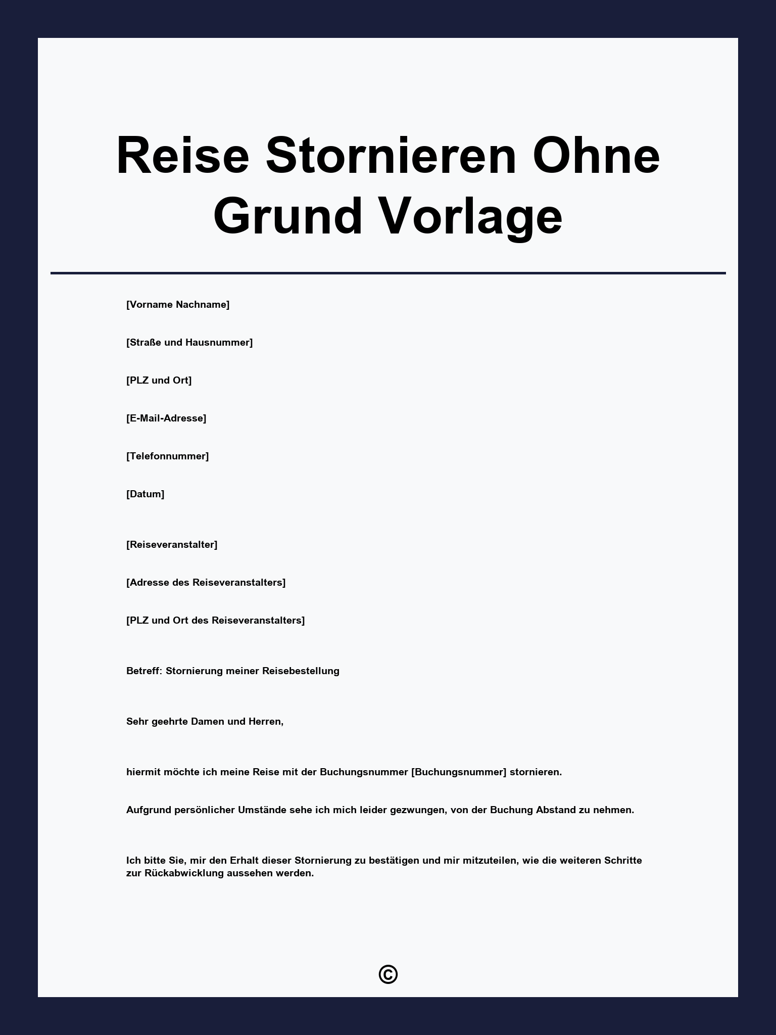 Reise Stornieren Ohne Grund