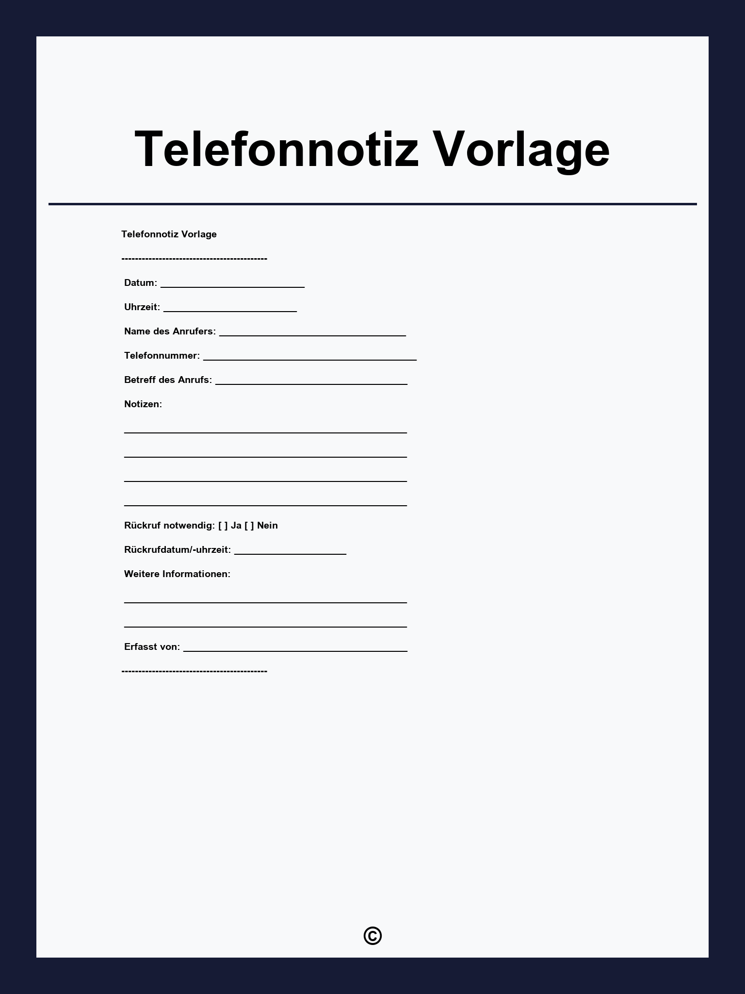 Telefonnotiz Vorlage